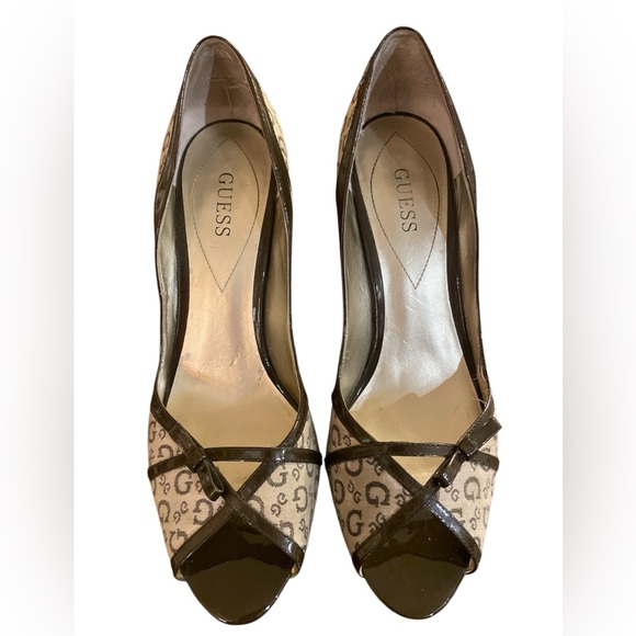 Guess | Shoes | Guess Logo Peep Toe Heels | Poshmark